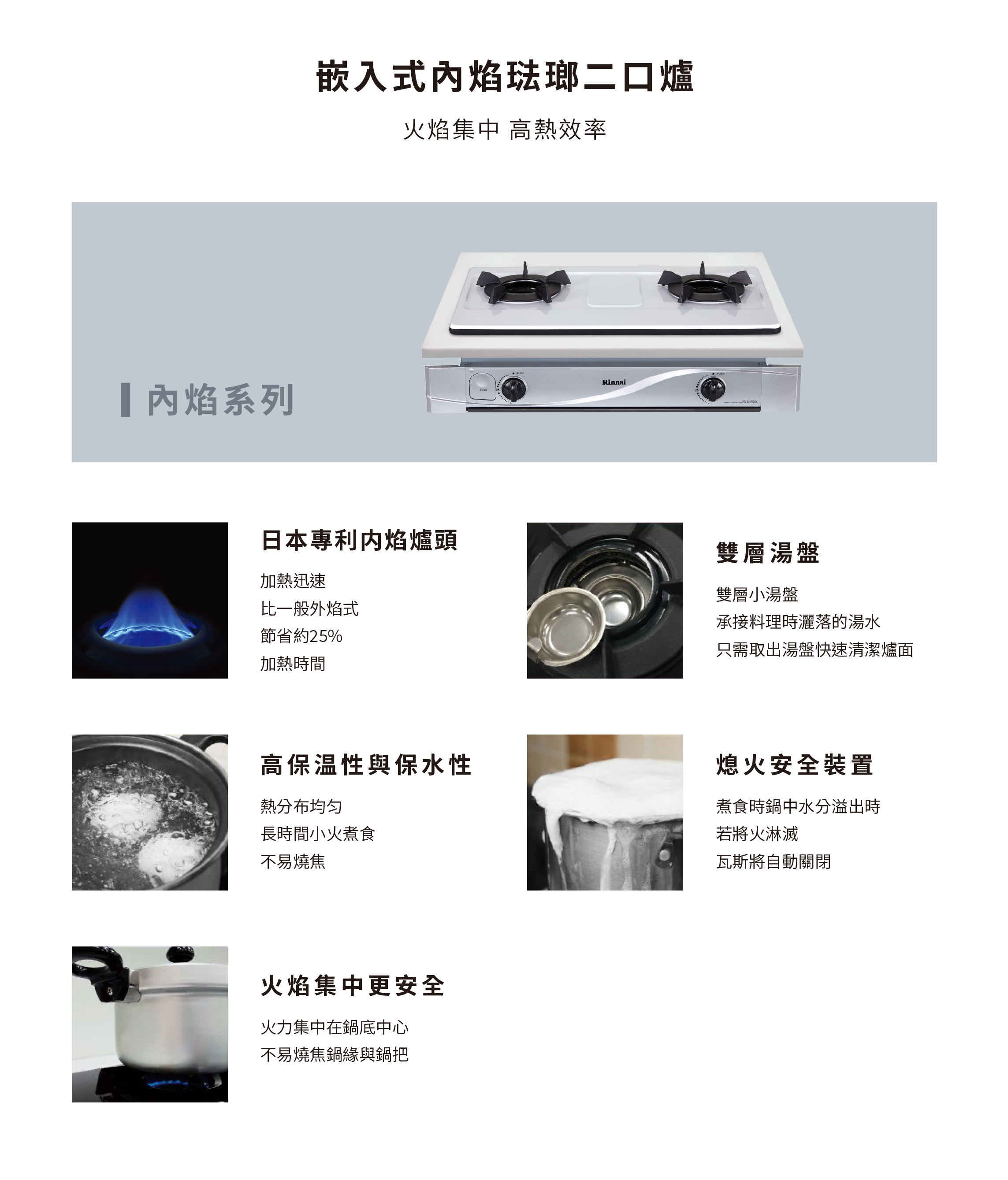 【詢問再折】RBTS-N201S | RBTS-N201W | RBTS-N201G(B) | Rinnai 林內 嵌入式內焰不銹鋼/琺瑯/強化玻璃雙口爐